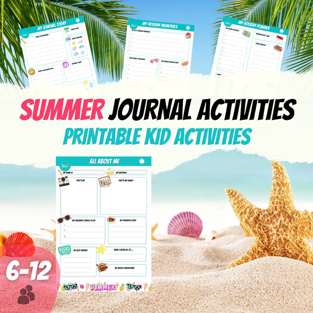 Summer Kid Journal Activities Printable | Vacation Planner Family ...