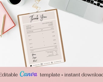 Thank You Receipt Template - Etsy