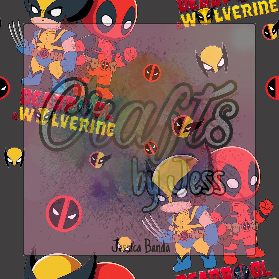 Deadpool and Wolverine Dark Grey BG Seamless Pattern - Etsy