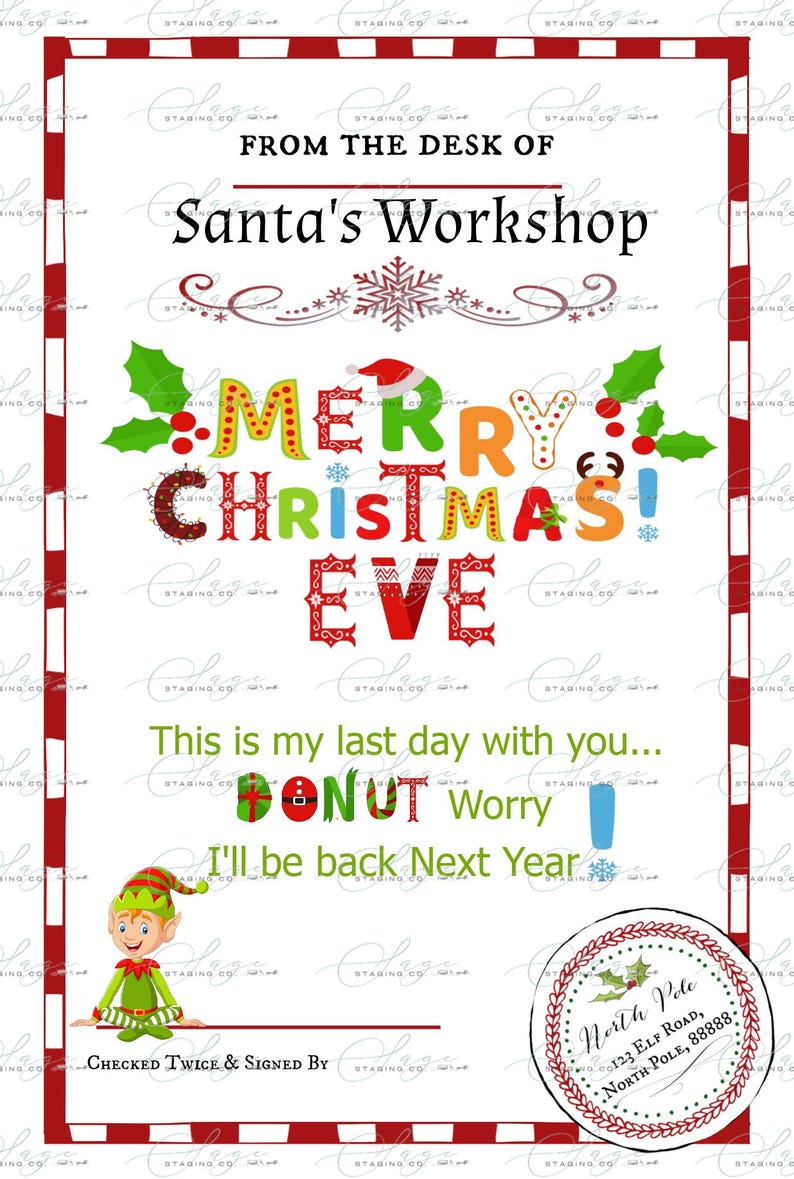 Official "elf on the Shelf" Santa's Workshop Letterhead for Christmas ...