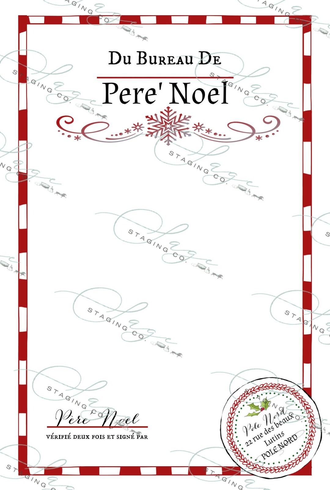 Official Pere' Noel French Letterhead Stationary AND Official Stamped ...