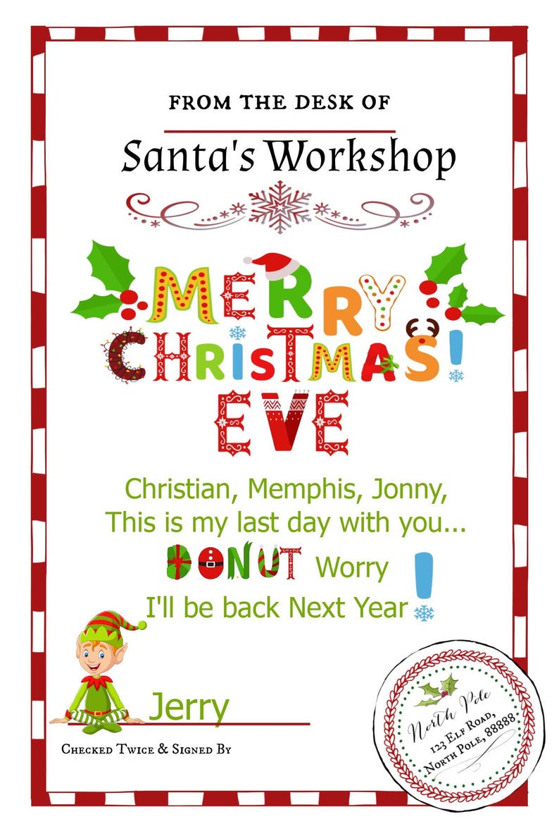 Official "elf on the Shelf" Santa's Workshop Letterhead for Christmas ...