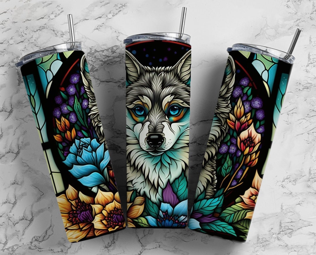 Wolf Stained Glass Cup - Etsy