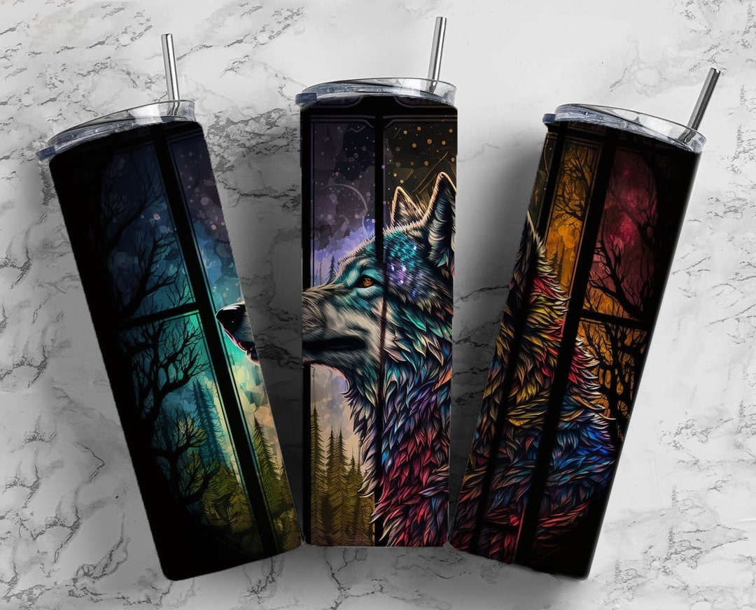 Wolf Stained Glass CUP - Etsy