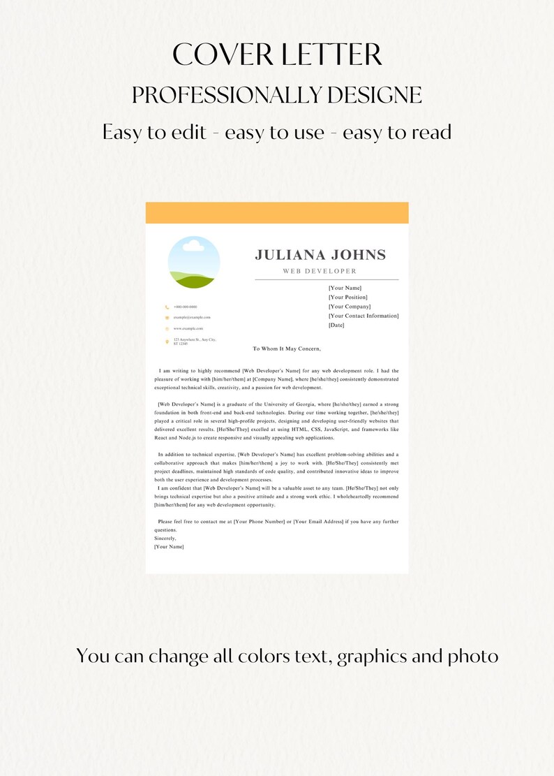 Editable Resume, Cover Letter, and Reference Letter Templates ...