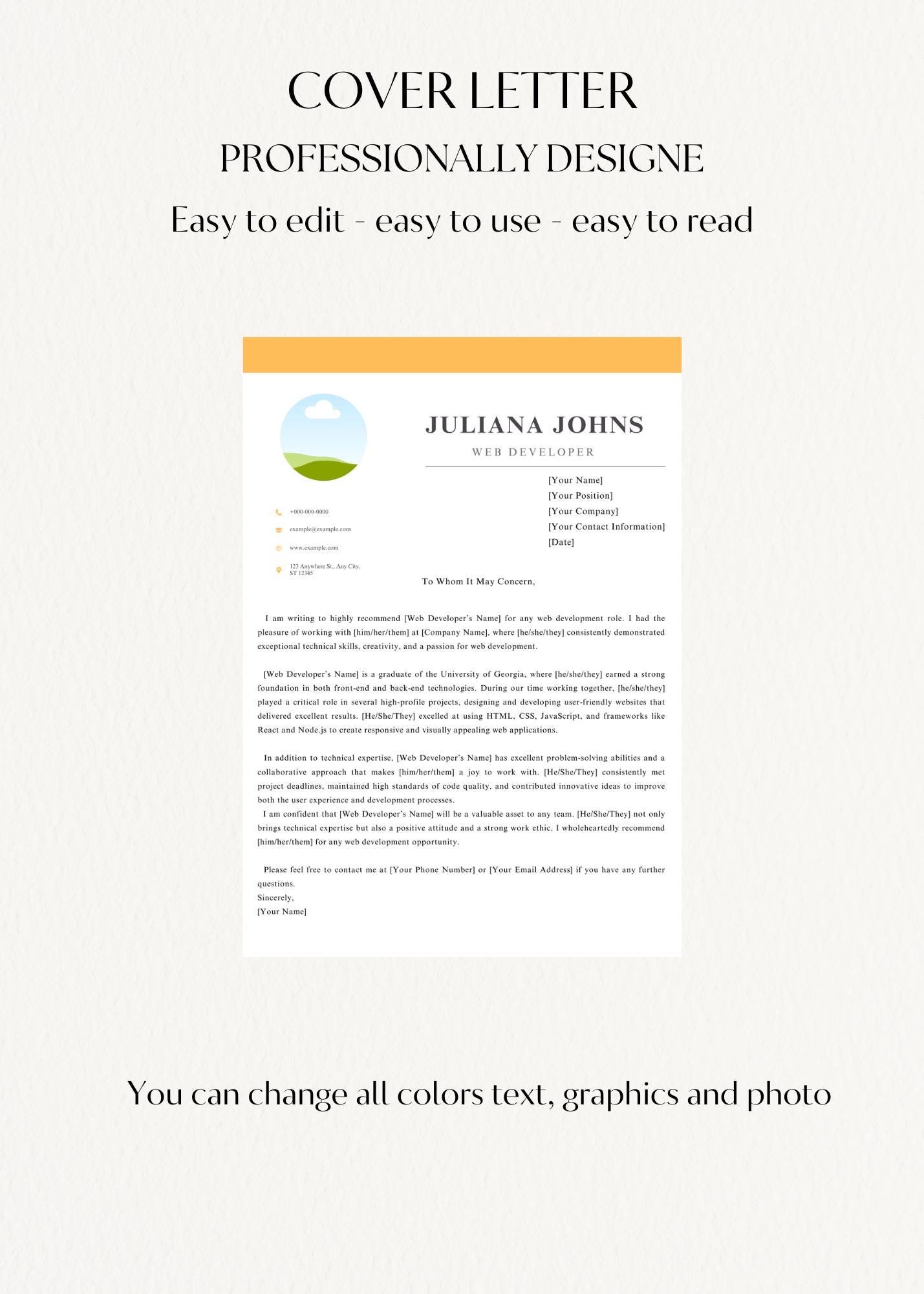 Editable Resume, Cover Letter, and Reference Letter Templates ...
