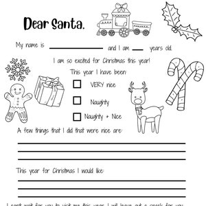 Dear Santa Letter, Digital Download, Letter to Santa,coloring Page - Etsy