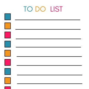 Multicolored to Do List, Digital Download, Office and Home Organization ...