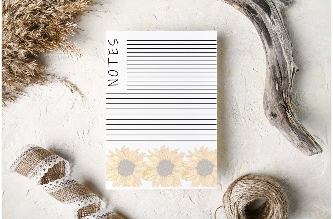 Digital Download Sunflower Notes, Notepad, Organization - Etsy