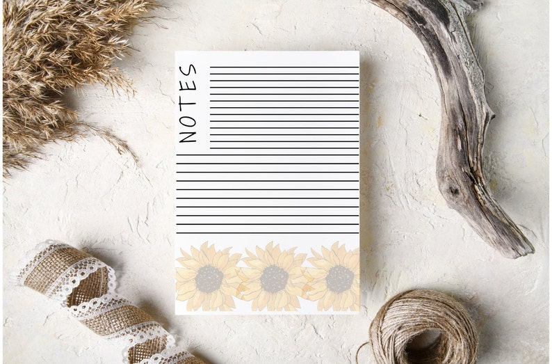 Digital Download Sunflower Notes, Notepad, Organization - Etsy