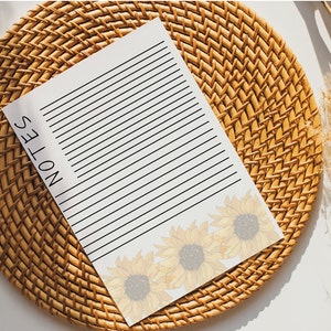 Digital Download Sunflower Notes, Notepad, Organization - Etsy