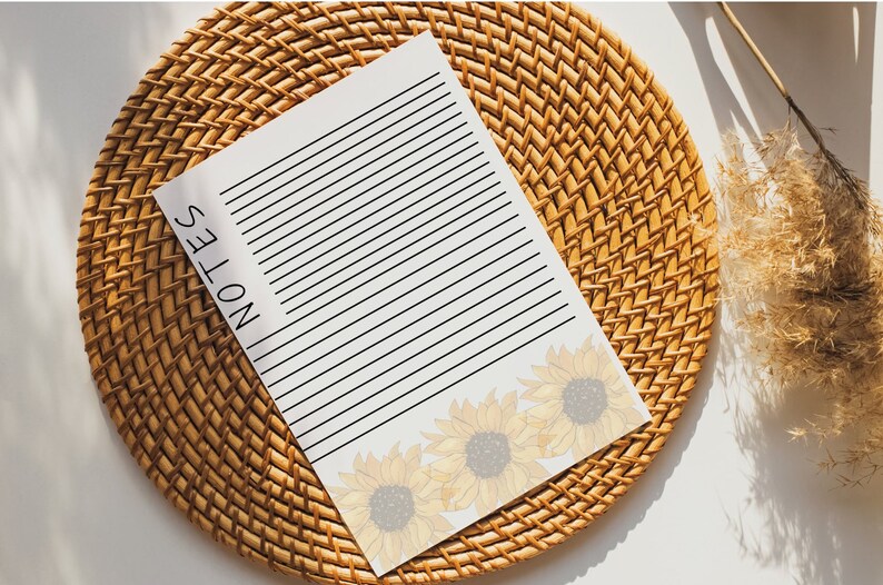 Digital Download Sunflower Notes, Notepad, Organization - Etsy