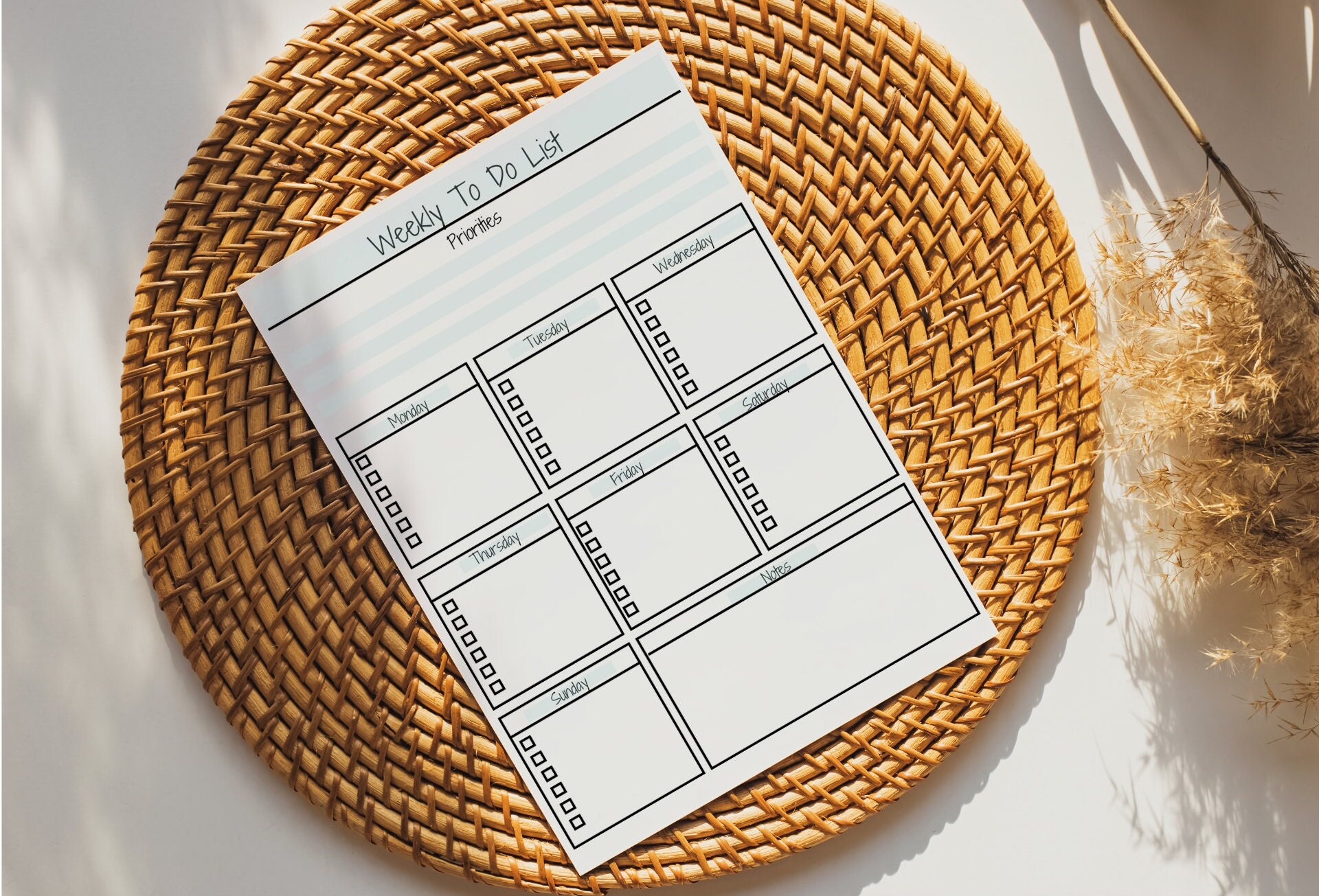 Weekly to Do List- Digital Download, Organization, Notes, Office, Home ...