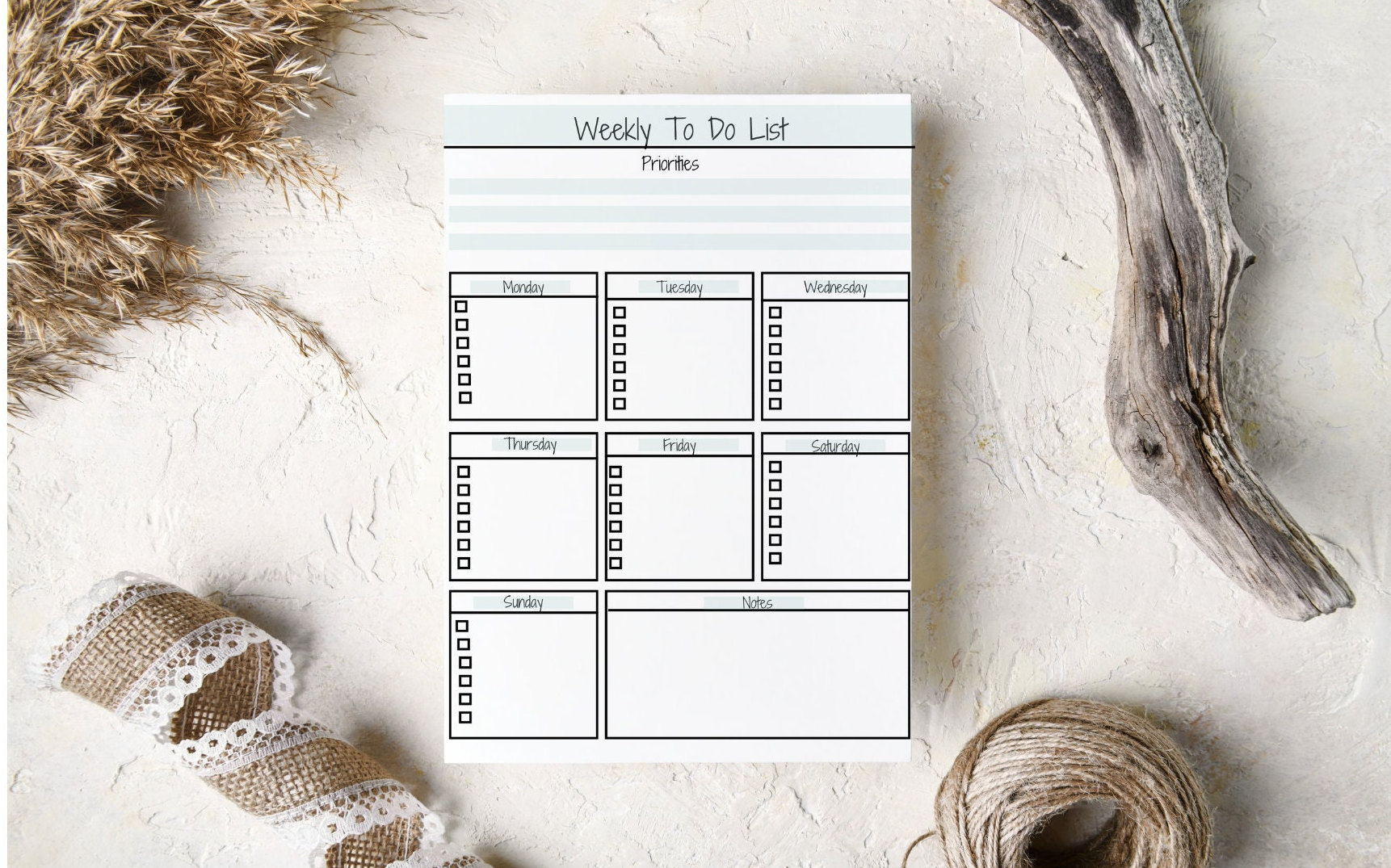 Weekly to Do List- Digital Download, Organization, Notes, Office, Home ...