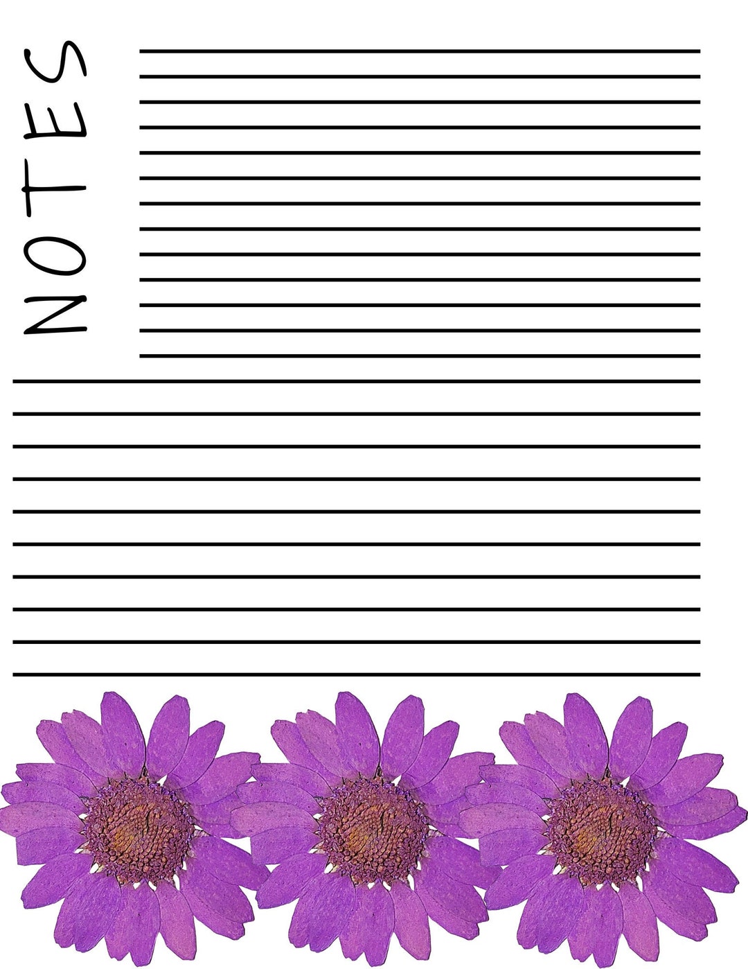 Purple Floral Notes, Digital Download, Notepad, Office, Organization - Etsy