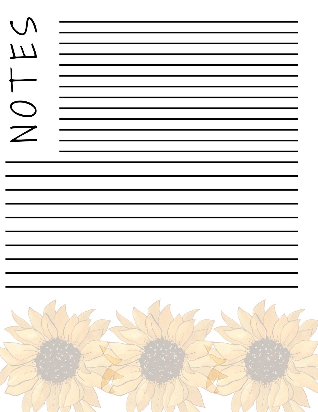 Digital Download Sunflower Notes, Notepad, Organization - Etsy