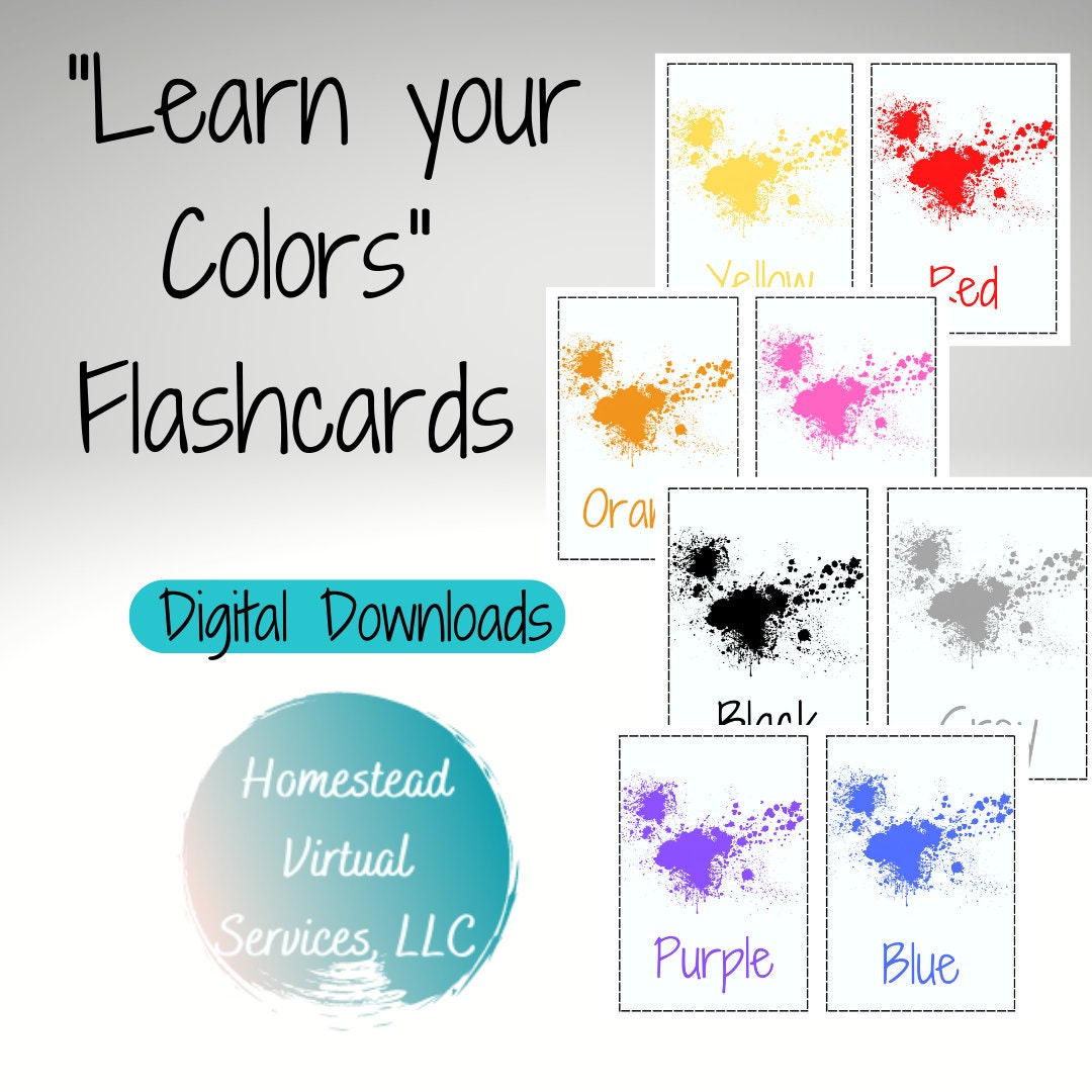 Learn Your Colors Flashcard Set - Etsy