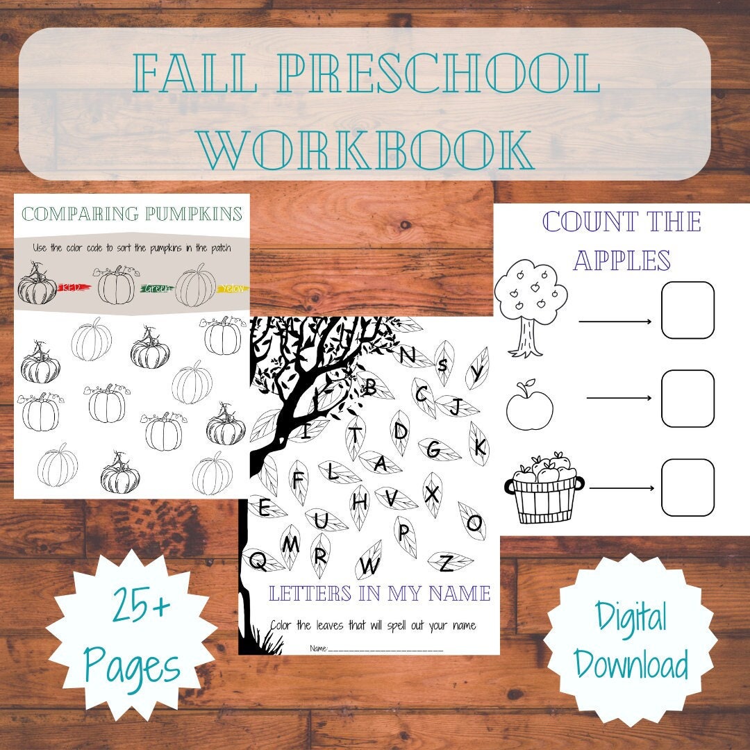 Pre-school Fall Workbook - Etsy