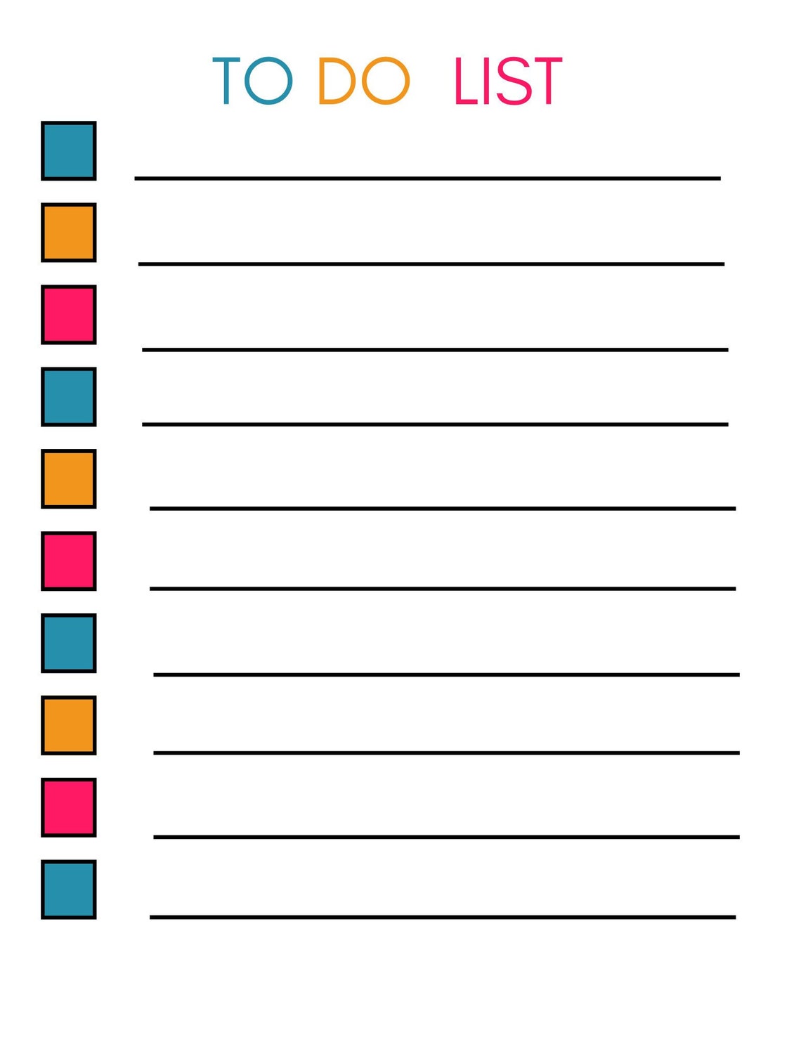 Multicolored to Do List, Digital Download, Office and Home Organization ...