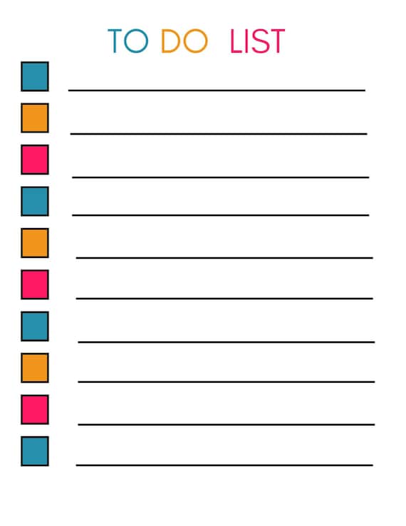 Multicolored to Do List Digital Download Office and Home - Etsy
