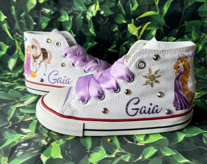 Converse Branded Custom Hand Painted Shoes Rapunzel & Flynn Design High ...