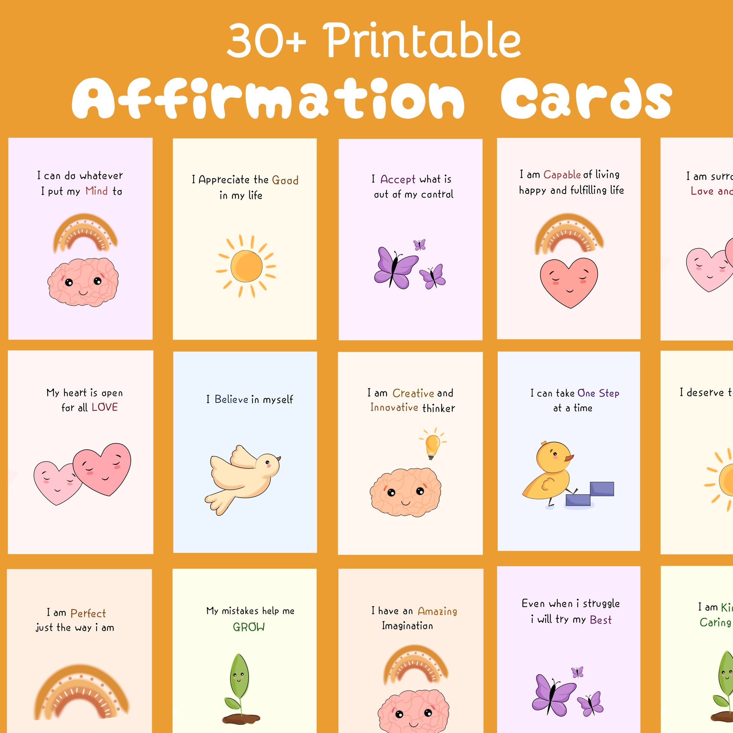 Printable Affirmation Cards for Kids Daily Affirmations Printable ...