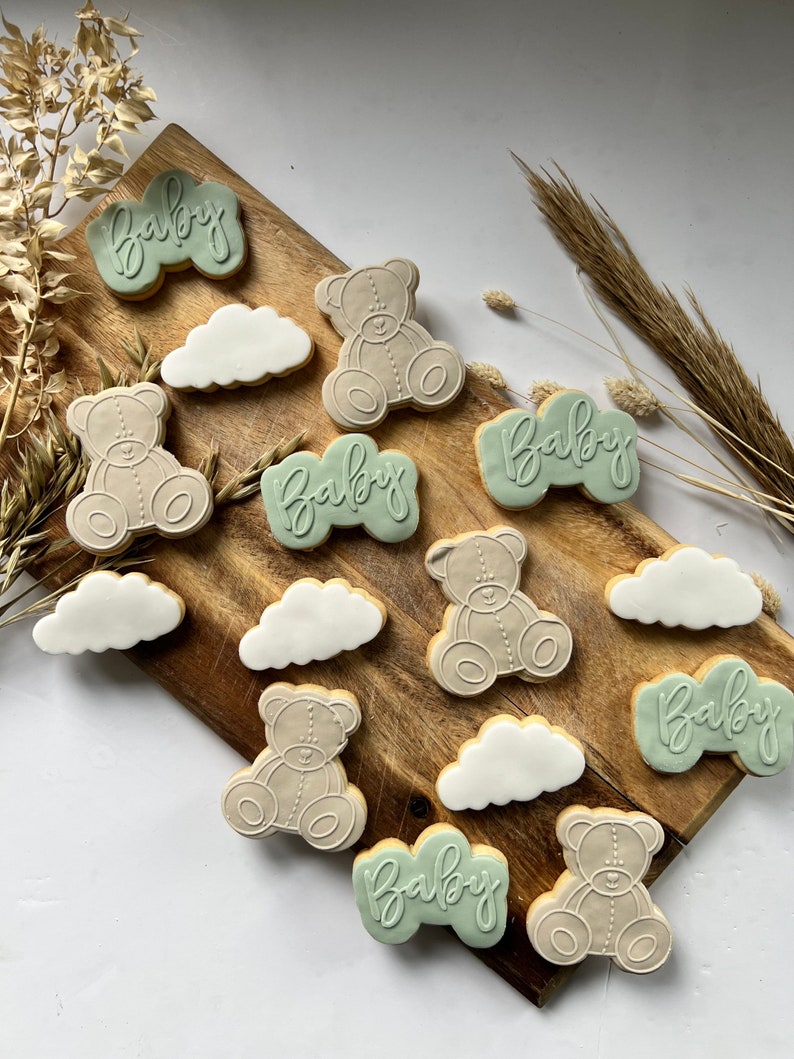 Bear & Cloud Baby Shower Cookies: Neutral Colors - Etsy UK