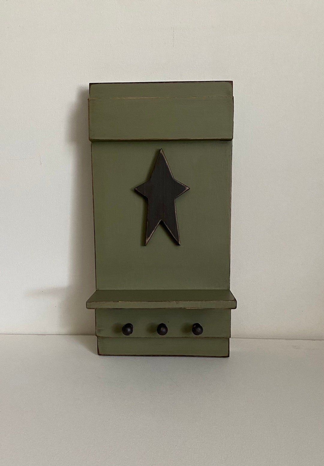 Rustic Primitive Wall Shelf With Star - Etsy