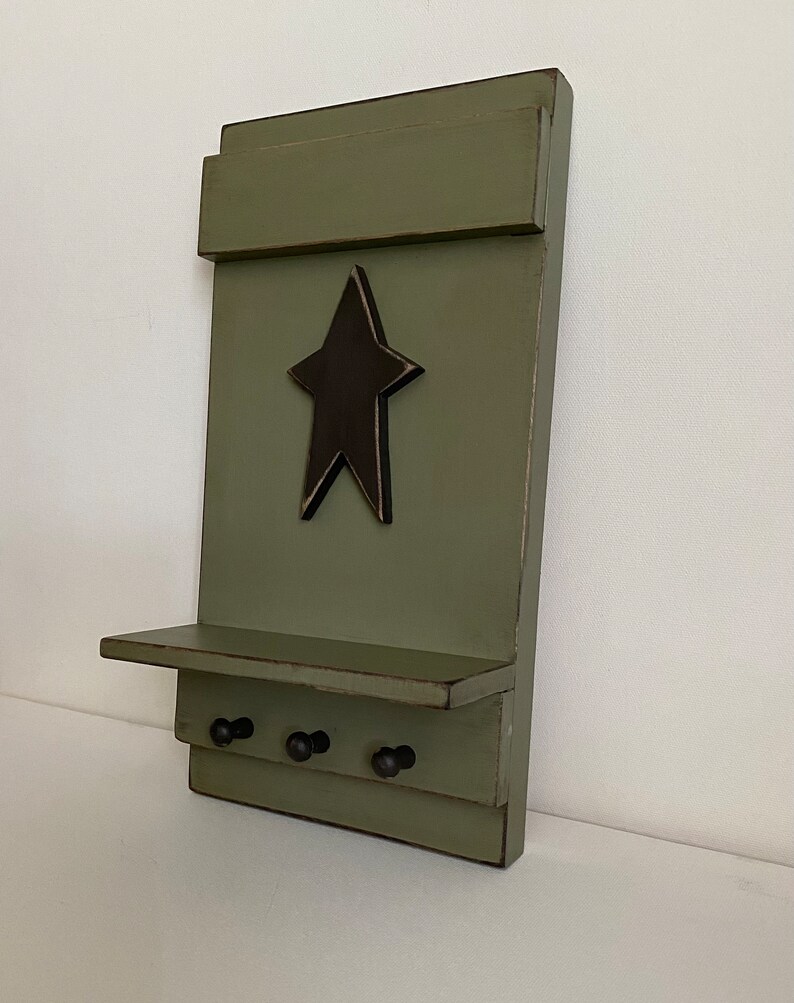 Rustic Primitive Wall Shelf With Star - Etsy