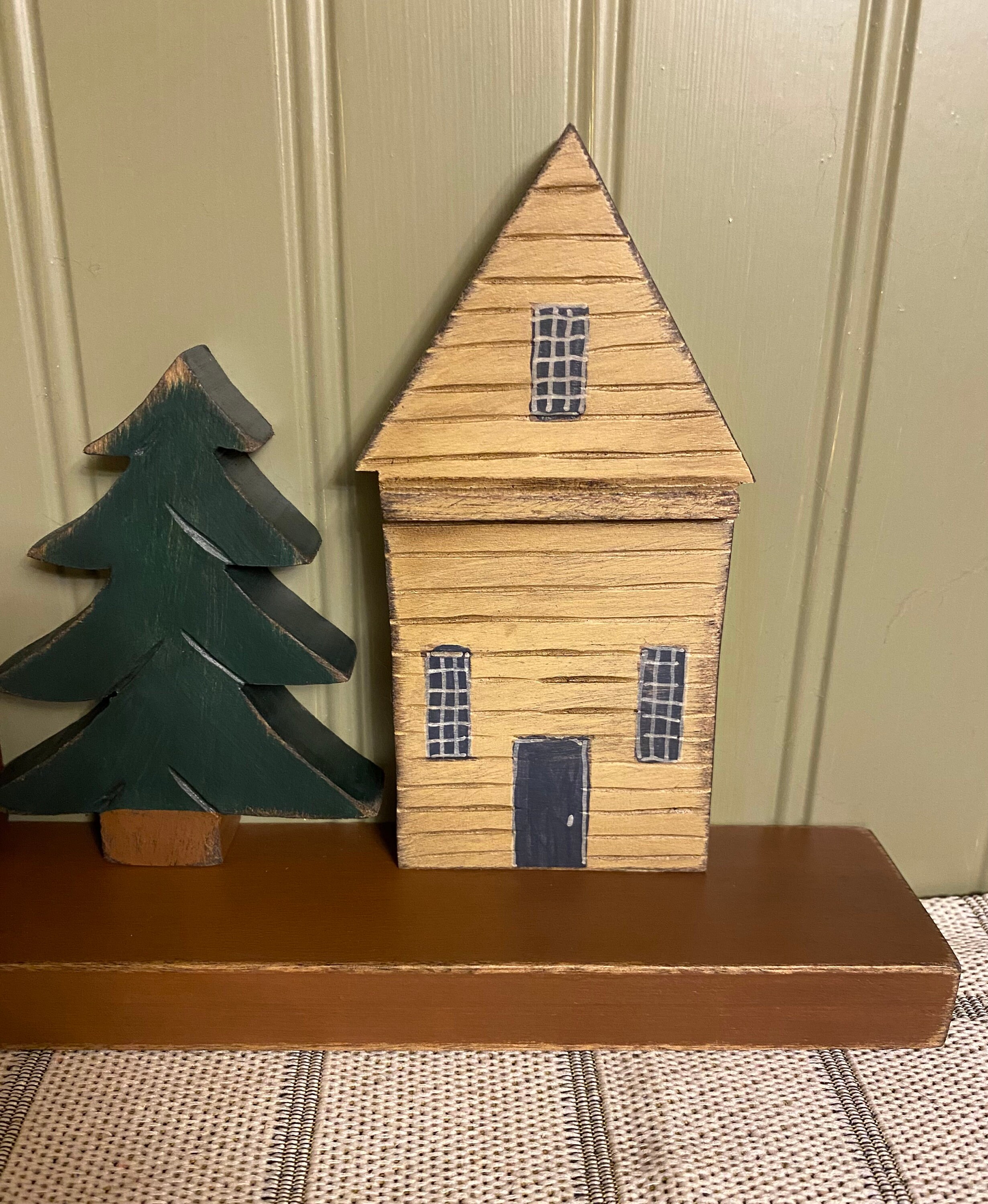 Colonial Houses and Trees Primitive Rustic All Season Decor - Etsy