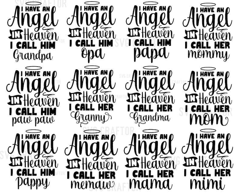 Angel Memorial SVG Bundle: Family Remembrance Cricut Files (digital ...