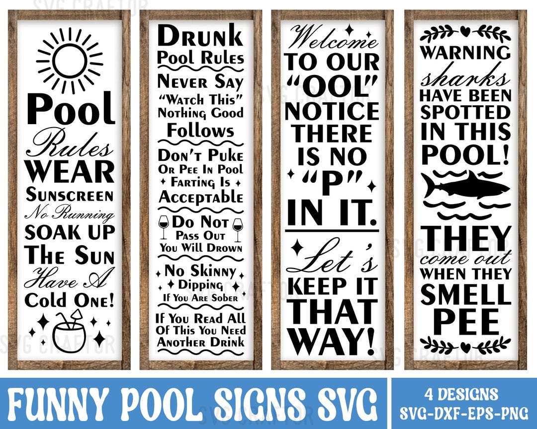 Funny Pool Signs SVG Bundle, Pool Signs SVG, Swimming Pool Rules SVG ...