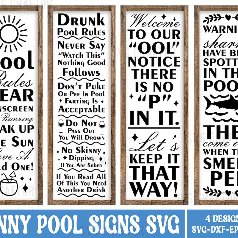 Funny Pool Signs - Etsy