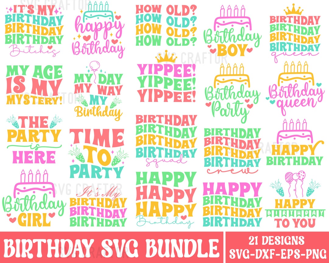 Birthday SVG Bundle: Family Celebration Designs (digital Download) - Etsy