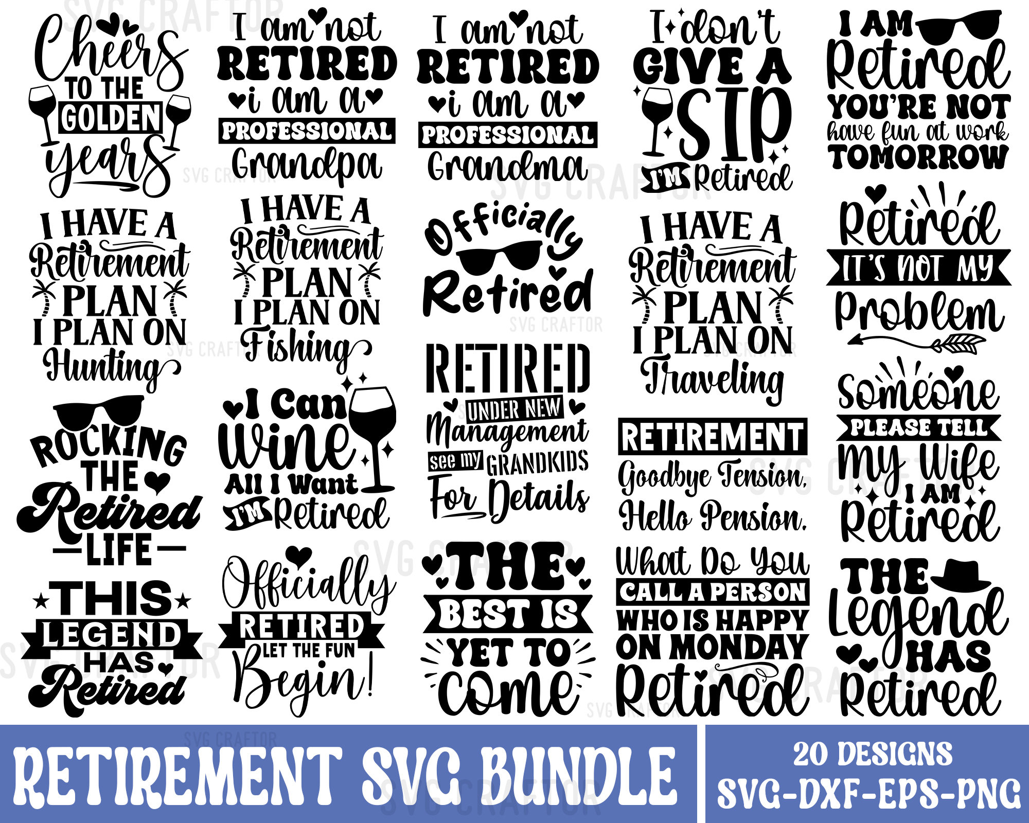Funny Retirement SVG Bundle: T-shirt Designs (digital Download) - Etsy
