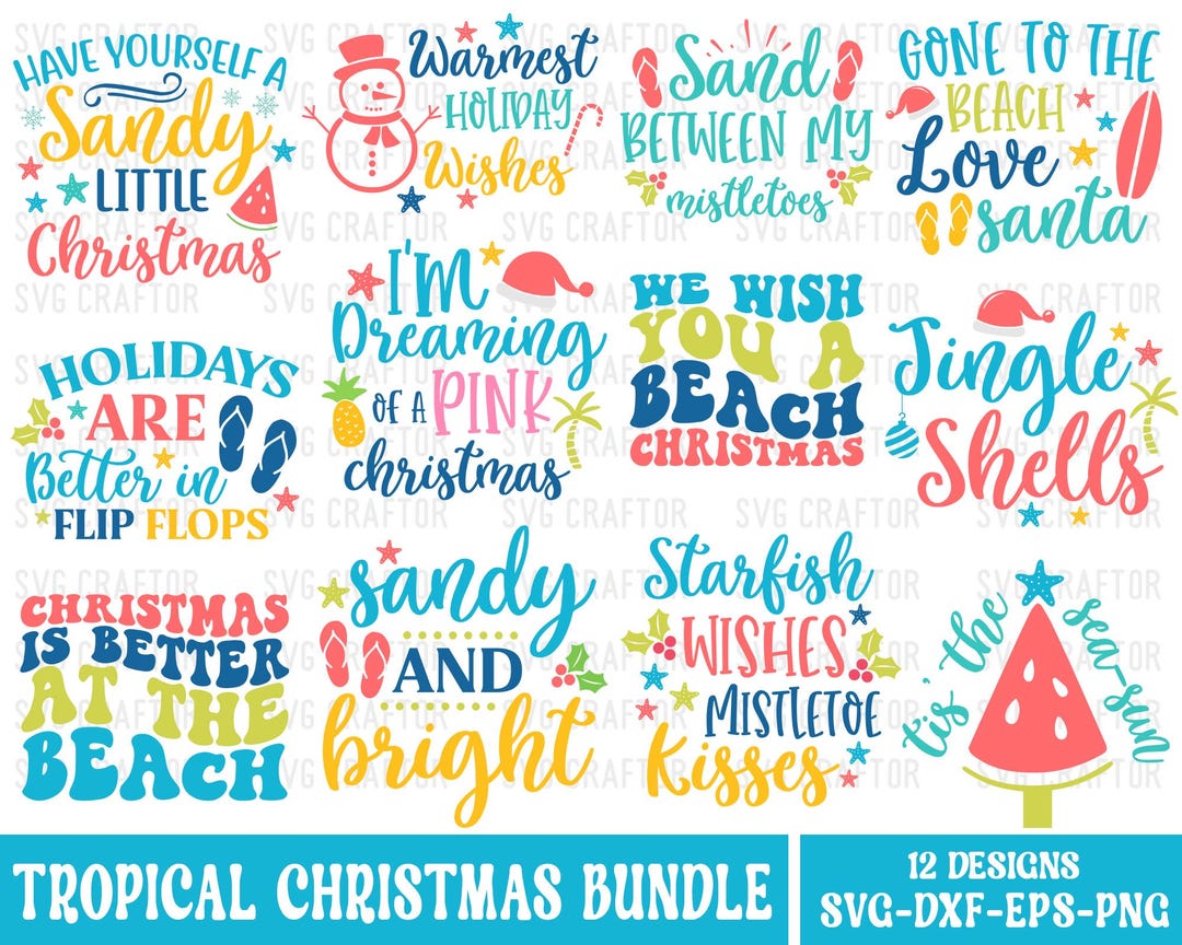 Tropical Christmas SVG Bundle: Beach Holiday Designs (digital Download ...
