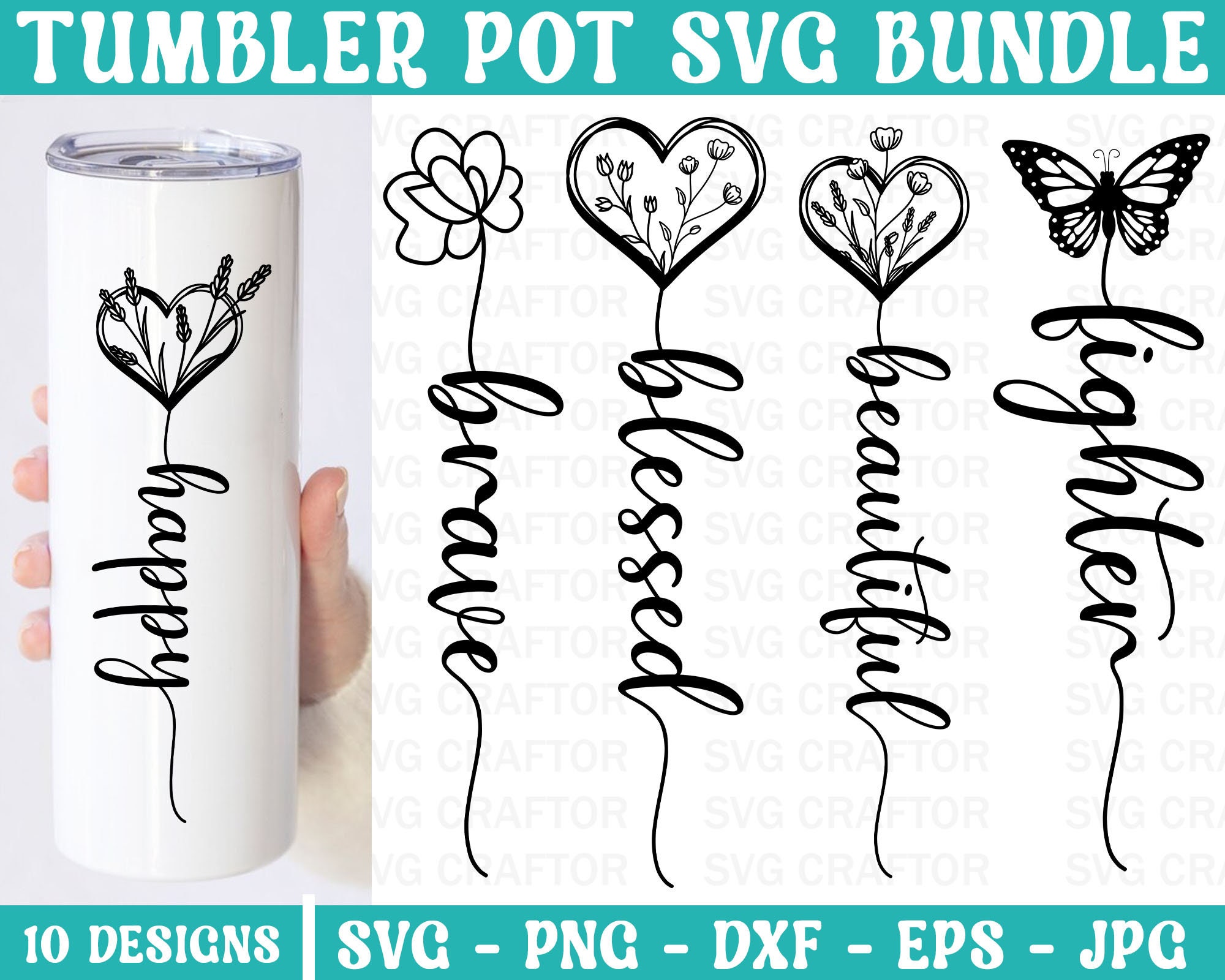Floral Tumbler SVG Bundle: Inspirational Quotes (digital Download) - Etsy