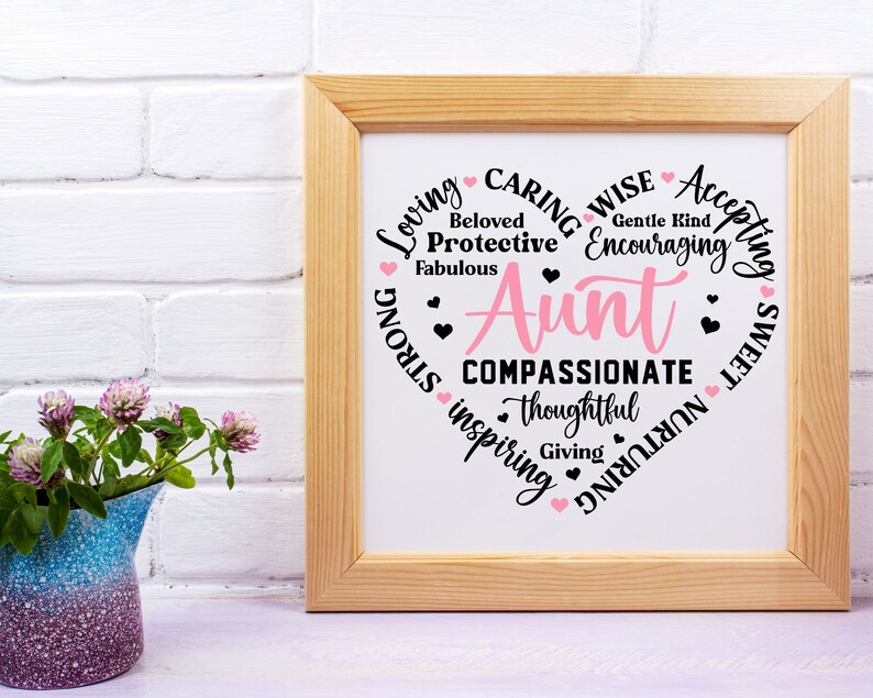 Aunt Heart SVG: Loving Aunt Typography Design (digital Download) - Etsy