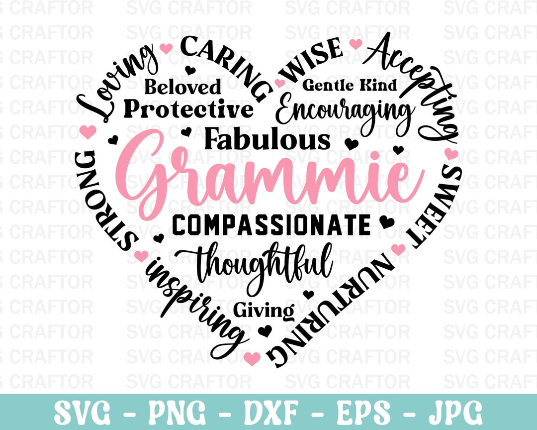 Grammie Heart Svg: Aunt, Mama, Grandma Typography (digital Download) - Etsy