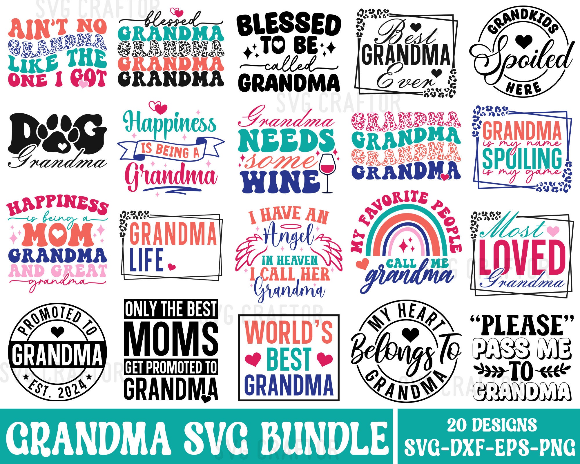 Grandma SVG Design Bundle: Shirt Graphics, Family Sayings (digital ...