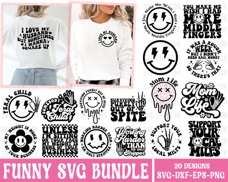 300+ Funny Sarcastic SVG Bundle, T-shirt Designs (instant Download) - Etsy