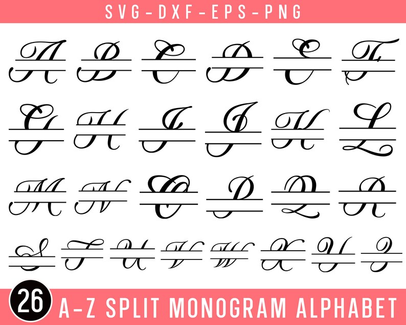 Split Letter Glitter Monogram SVG Bundle (digital Download) - Etsy