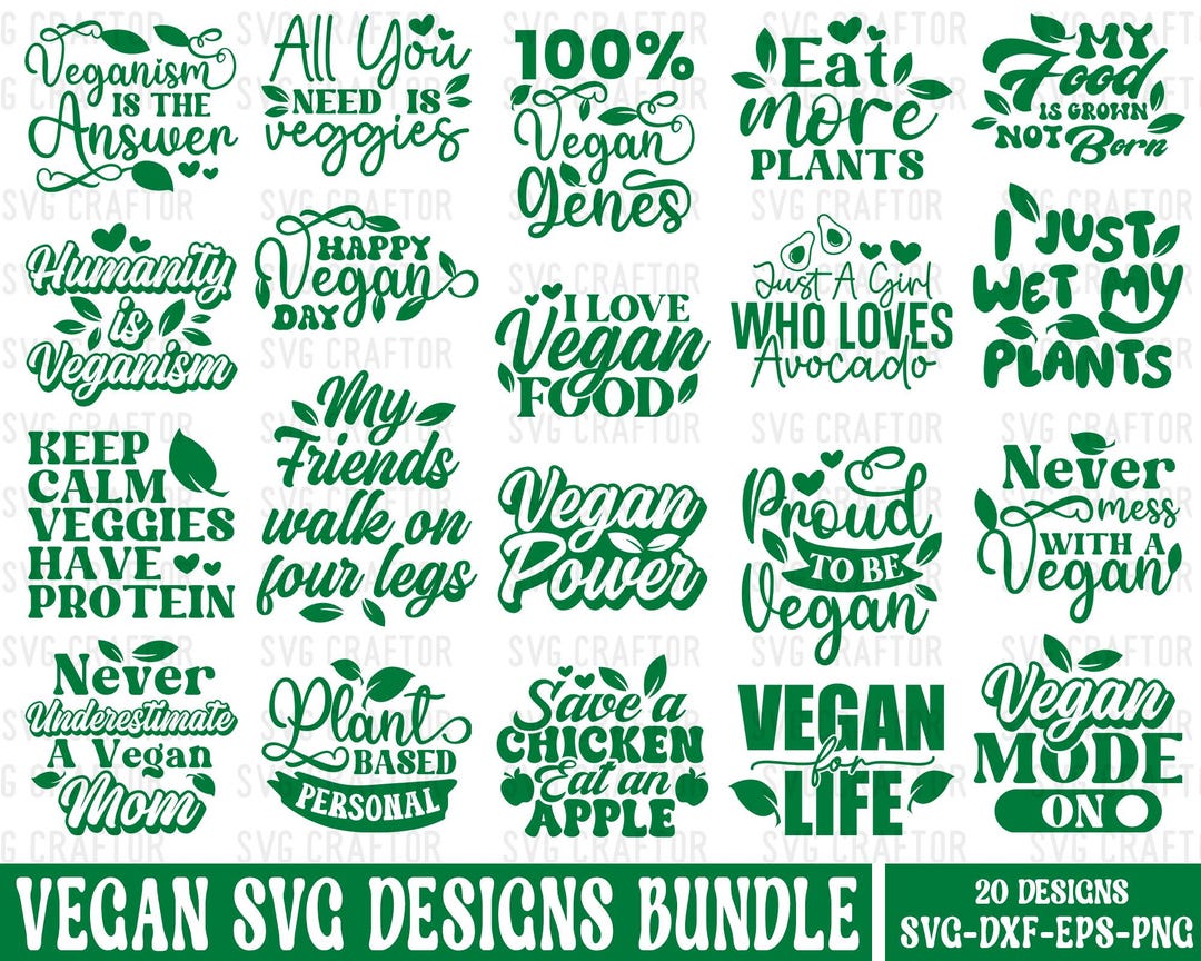 Vegan SVG Bundle, Veganism Svg, Plant Svg File, Houseplant Svg, Vegan ...