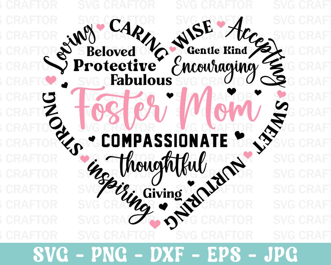 Foster Mom Heart Shape Svg, Aunt Svg, Mom Shirt, Mama Svg, Heart Svg ...