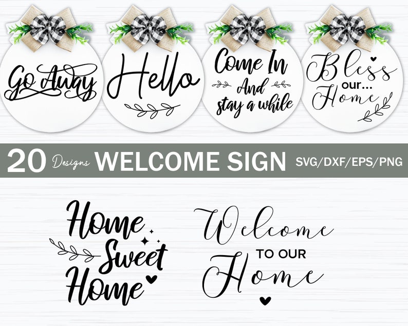 Funny Round Welcome Sign SVG Bundle: Farmhouse Door Hanger (digital ...
