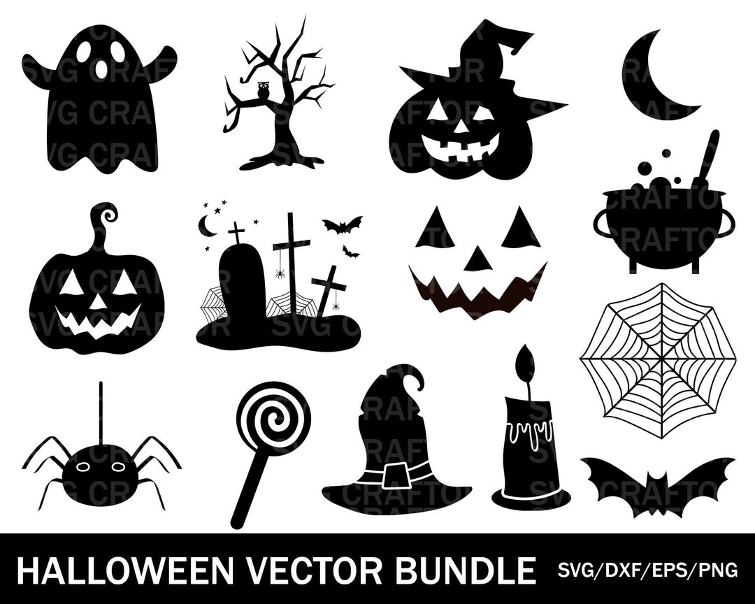 Halloween Vector SVG Bundle: Witch, Ghost, Pumpkin (digital Download ...
