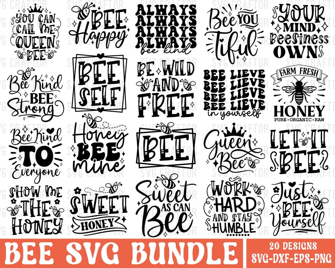 Bee Svg Bundle, Funny Bee Svg, Honeycomb Svg, Bee Kind Svg, Bee Cricut ...