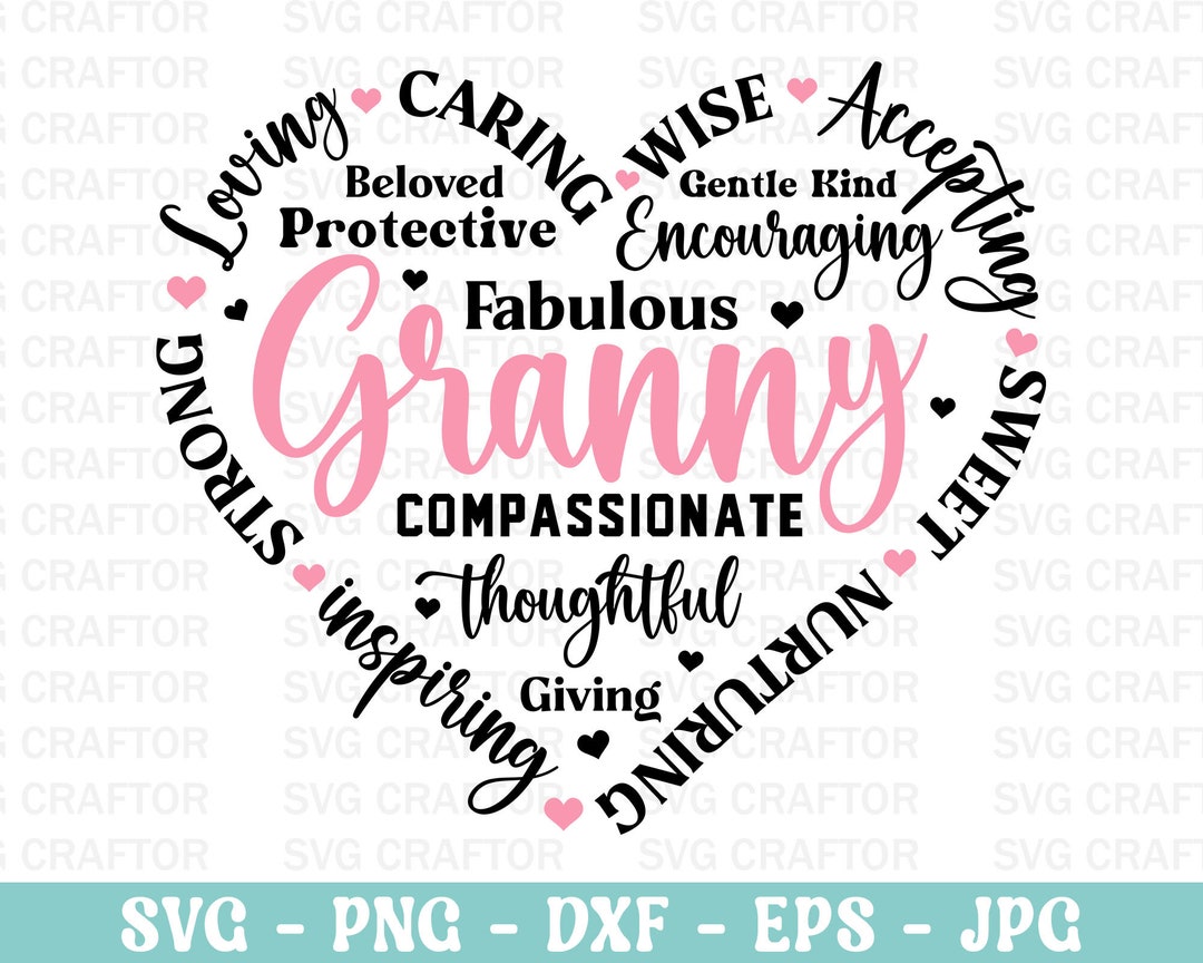 Granny Heart SVG: Aunt, Mama, Grandma Typography (digital Download) - Etsy