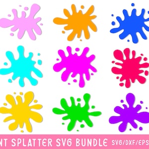 Paint Splatter SVG Bundle, Paint Splats Svg, Paint Svg, Clipart, Vector ...
