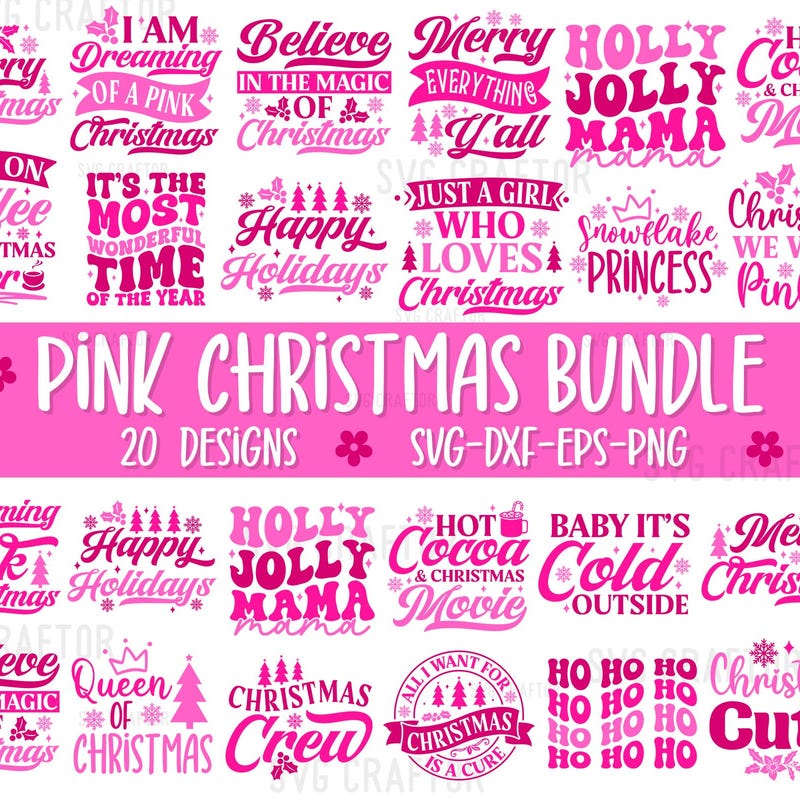 Pink Christmas Svg - Etsy